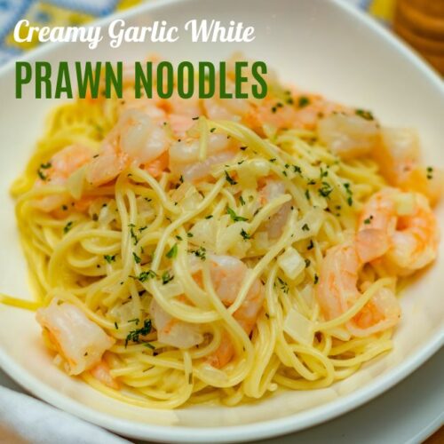 Creamy Garlic White Prawn Noodles Recipe - Cookery Park